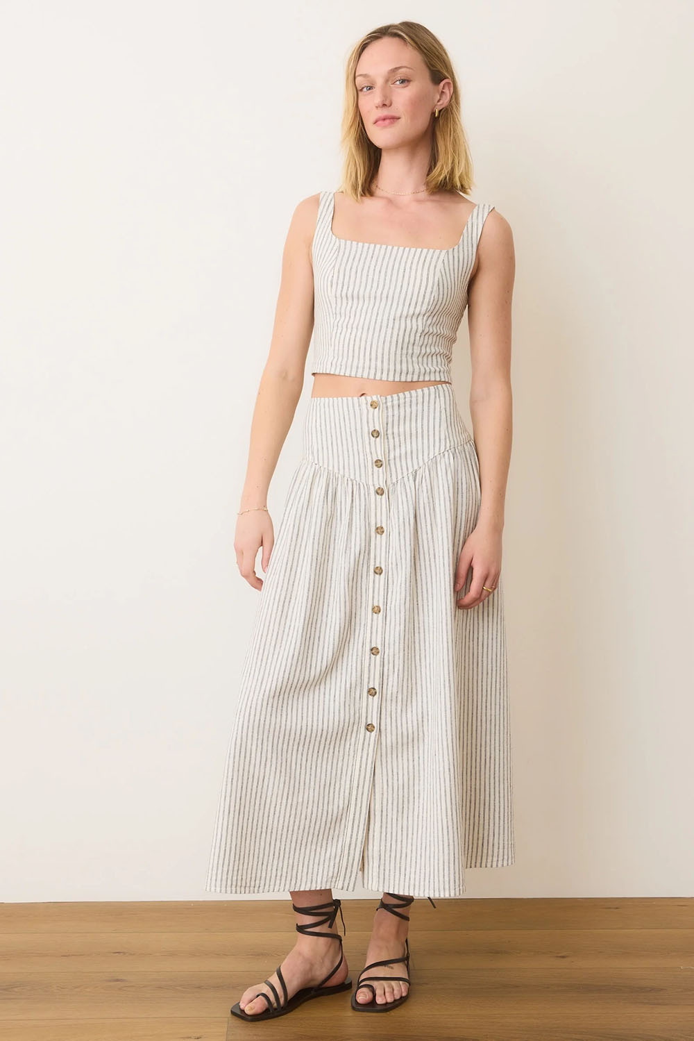 JADE BUTTON THROUGH SKIRT — EVRGREEN Clothing