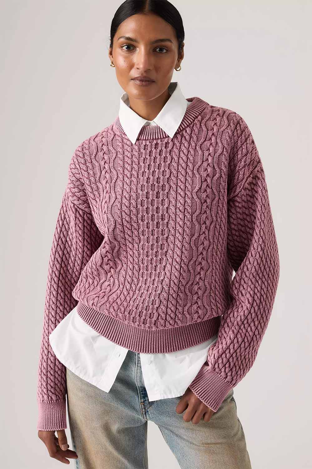 LEILAH CABLE CREWNECK — EVRGREEN Clothing