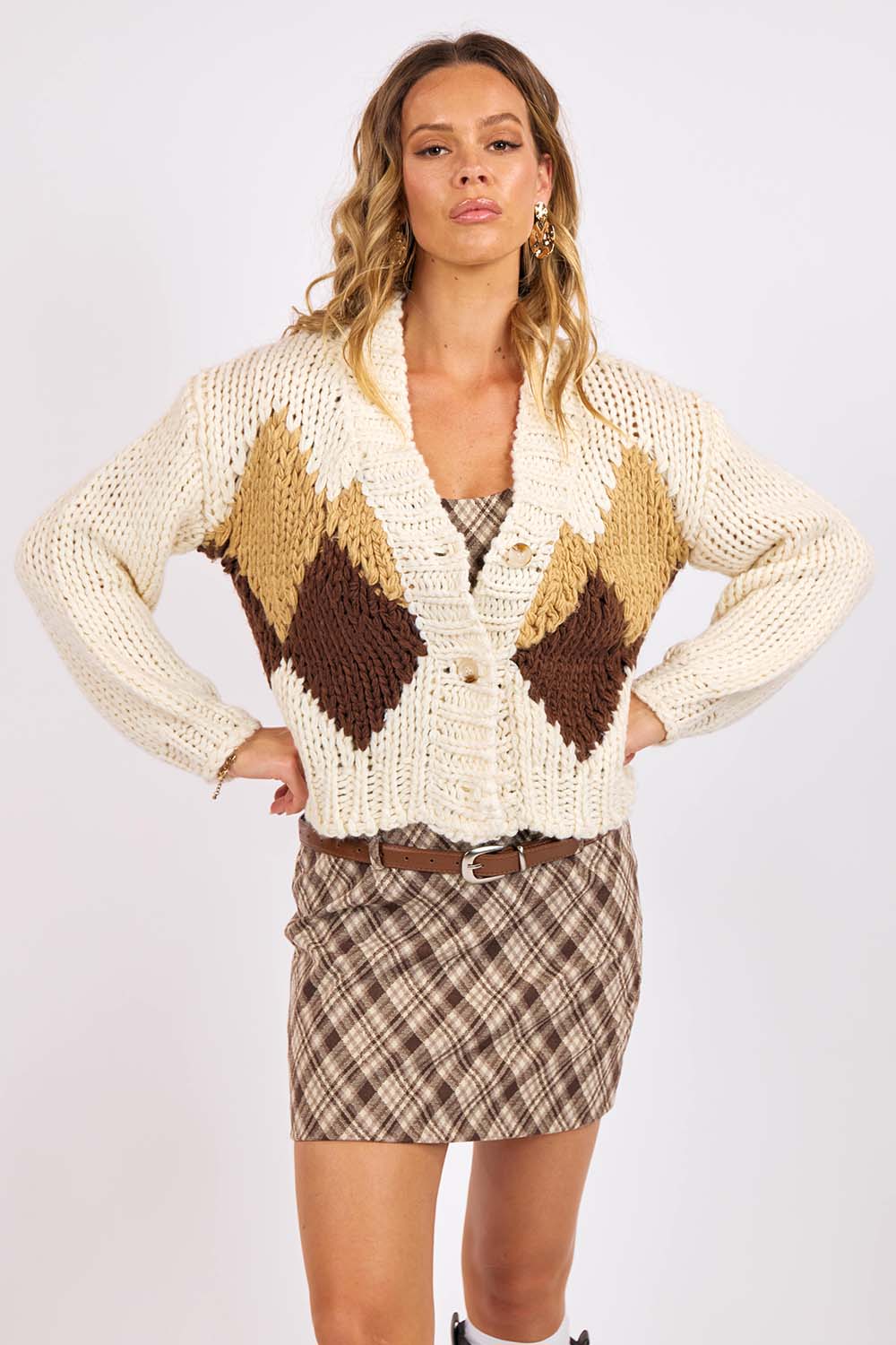 CELINE DIAMOND CHUNKY CARDIGAN — EVRGREEN Clothing
