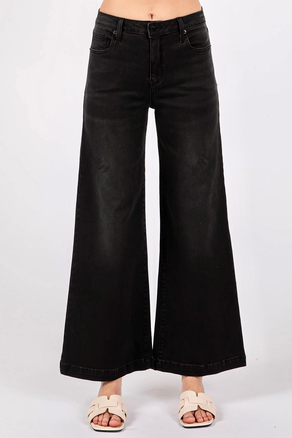 SOFIA WIDE LEG CULOTTE - WASHED BLACK — EVRGREEN Clothing